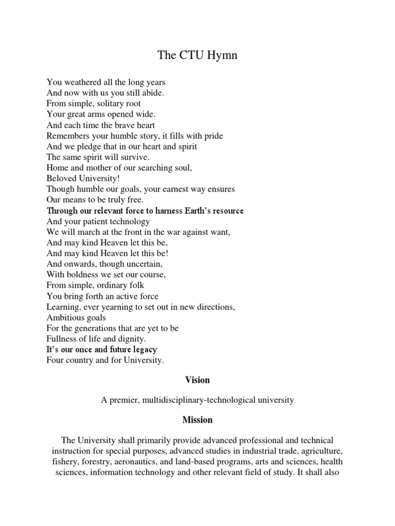 Ctu Hymn | PDF | Sustainability | Sustainable Development