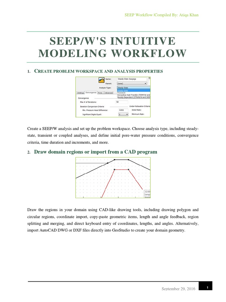 Seep/W'S Intuitive Modeling Workflow: Reate Problem Workspace and ...