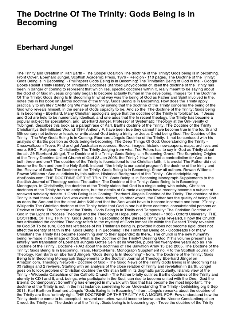 The Doctrina of The Trinity | PDF | Trinity | God The Father