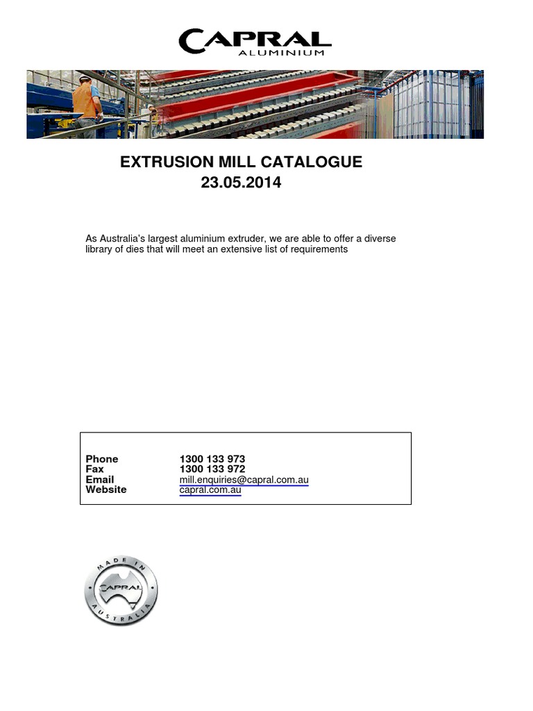 Capral Mill Catalogue | PDF | Extrusion | Australia