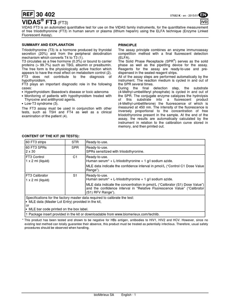 Package Insert - FT3 PDF | PDF | Chemistry | Nature