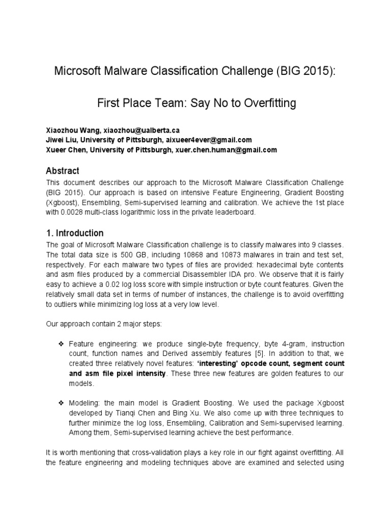 Say No to Overfitting: Feature Engineering and Ensemble Techniques for Microsoft Malware ...