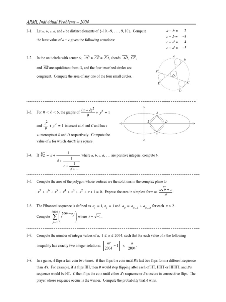 2004 ARML Individuals | PDF | Sequence | Area