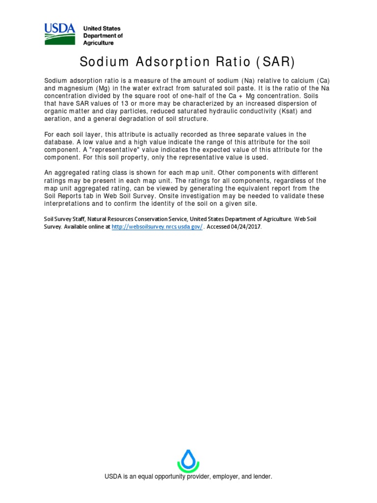 Sodium Adsorption Ratio WTA 20-50cm | PDF | Soil | Chemistry