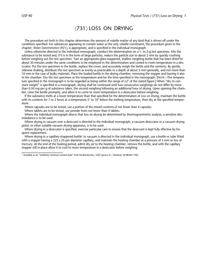 Usp - Lod | PDF | Tablet (Pharmacy) | Vacuum