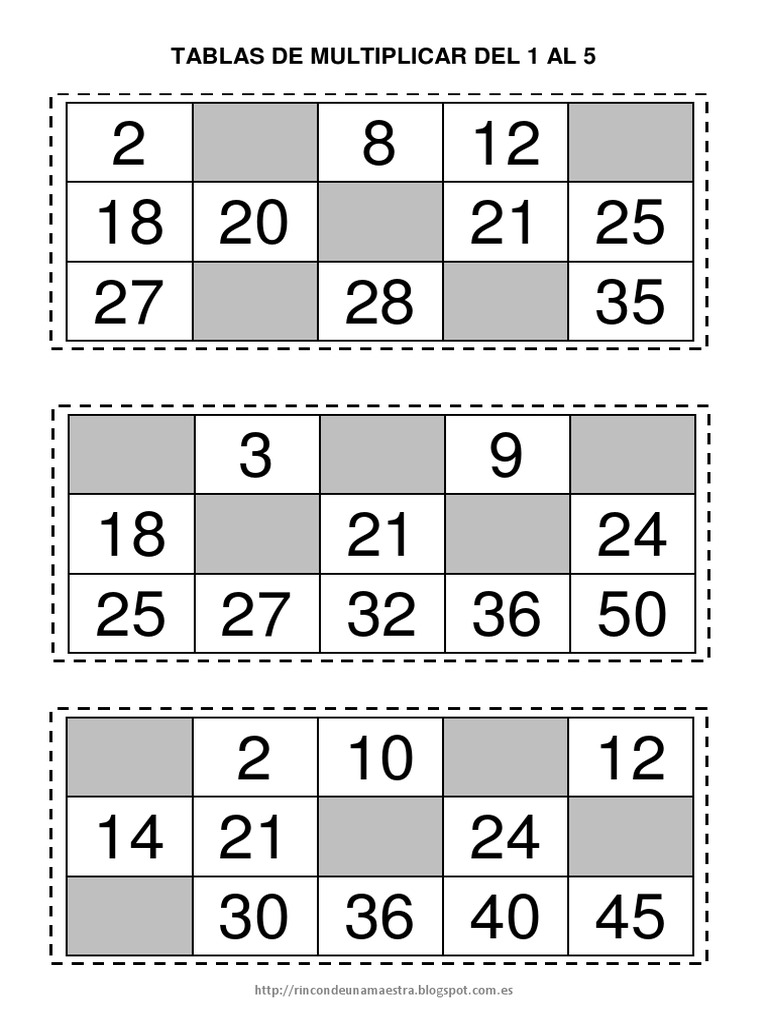 Bingo Tablas de Multiplicar | PDF