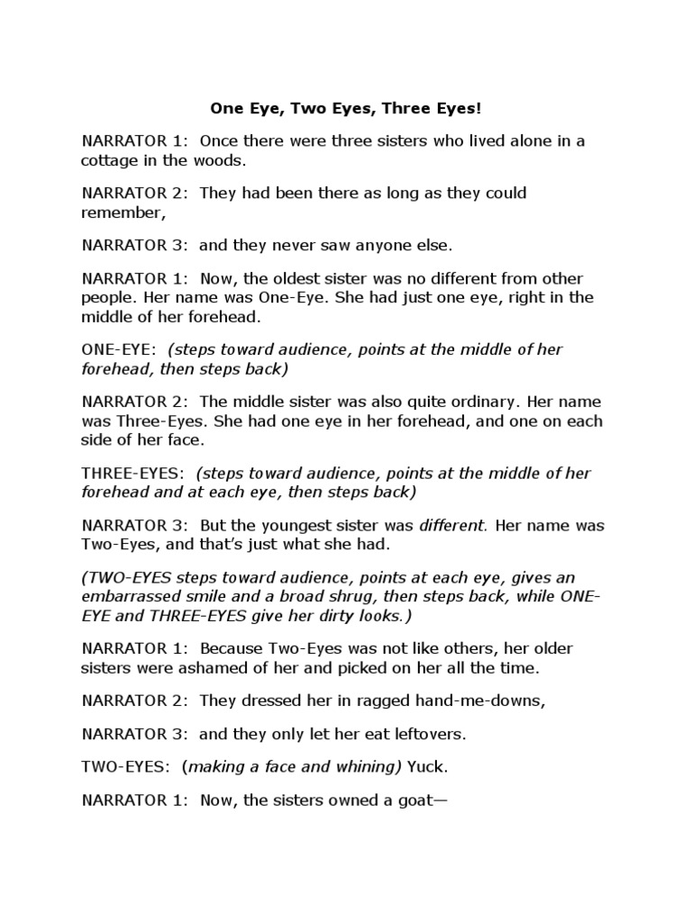 One Eye, Two Eyes, Three Eyes!: Forehead, Then Steps Back) | PDF