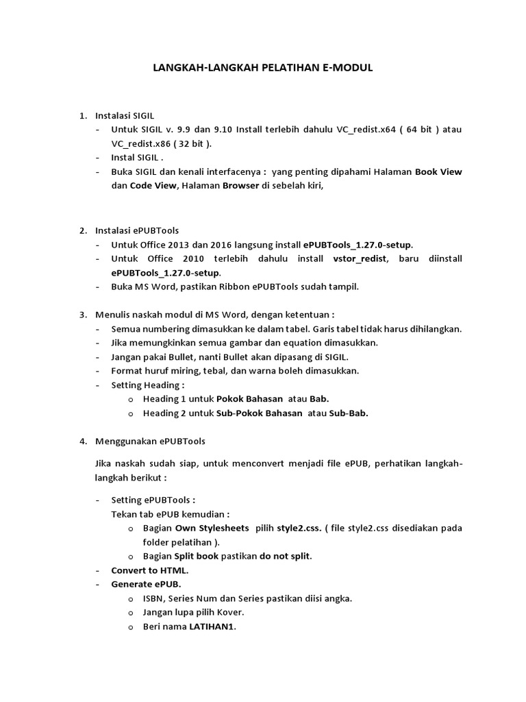 Langkah-Langkah Pelatihan E-Modul | PDF