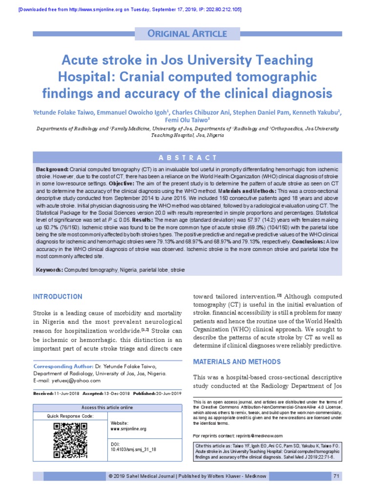 Siriraj Scale Score | PDF | Stroke | Ct Scan