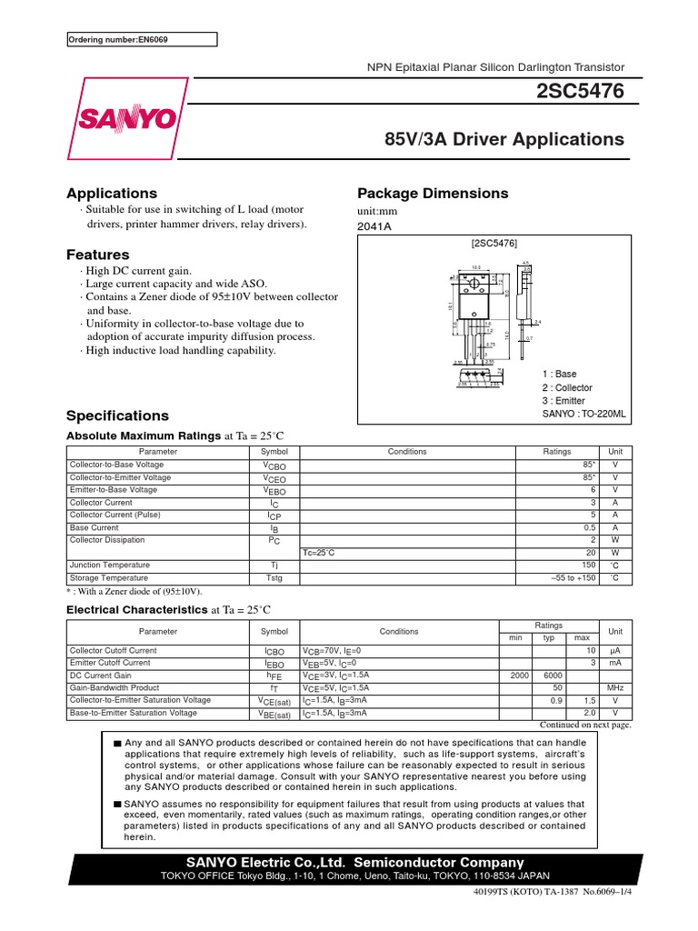 Datasheet Transistor C5476 | PDF | Semiconductor Devices | Electromagnetism