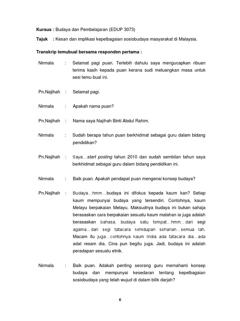Transkrip Temubual | PDF