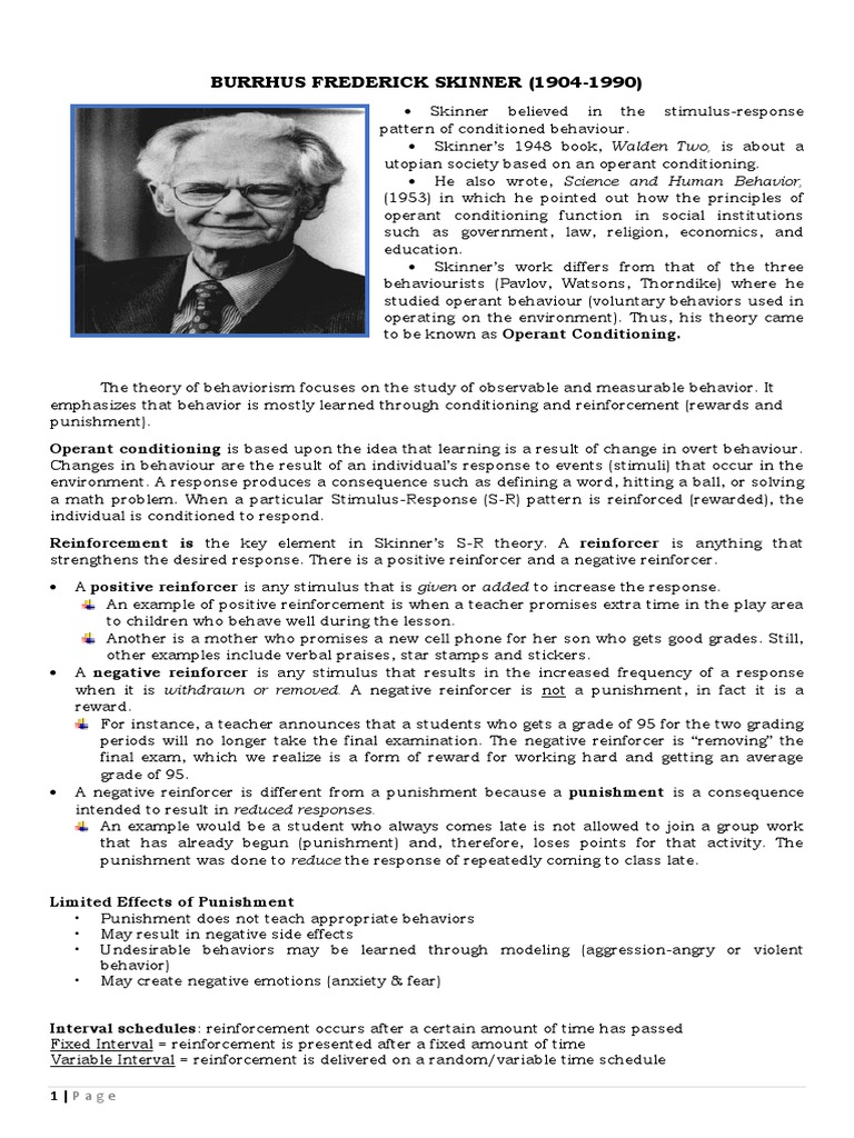 Burrhus Frederick Skinner (1904-1990) | Reinforcement | Behaviorism