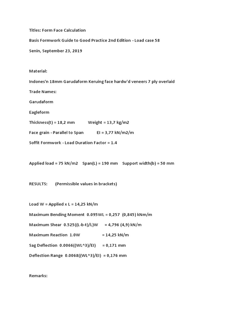 Formwork Load Calculation Guide | PDF | Beam (Structure) | Structural Engineering