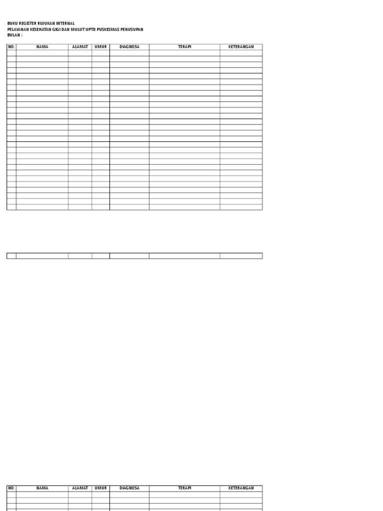Format Buku Register Rujukan Internal Poli Gigi | PDF