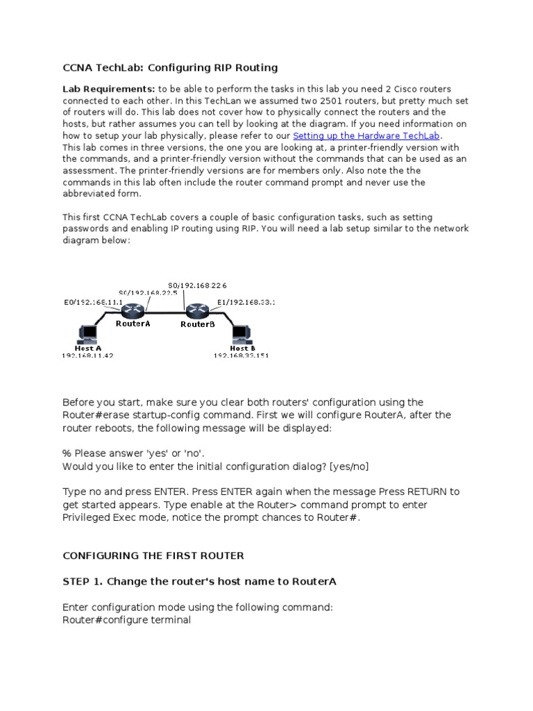 Configuring RIP Routing | PDF | Router (Computing) | Network Architecture