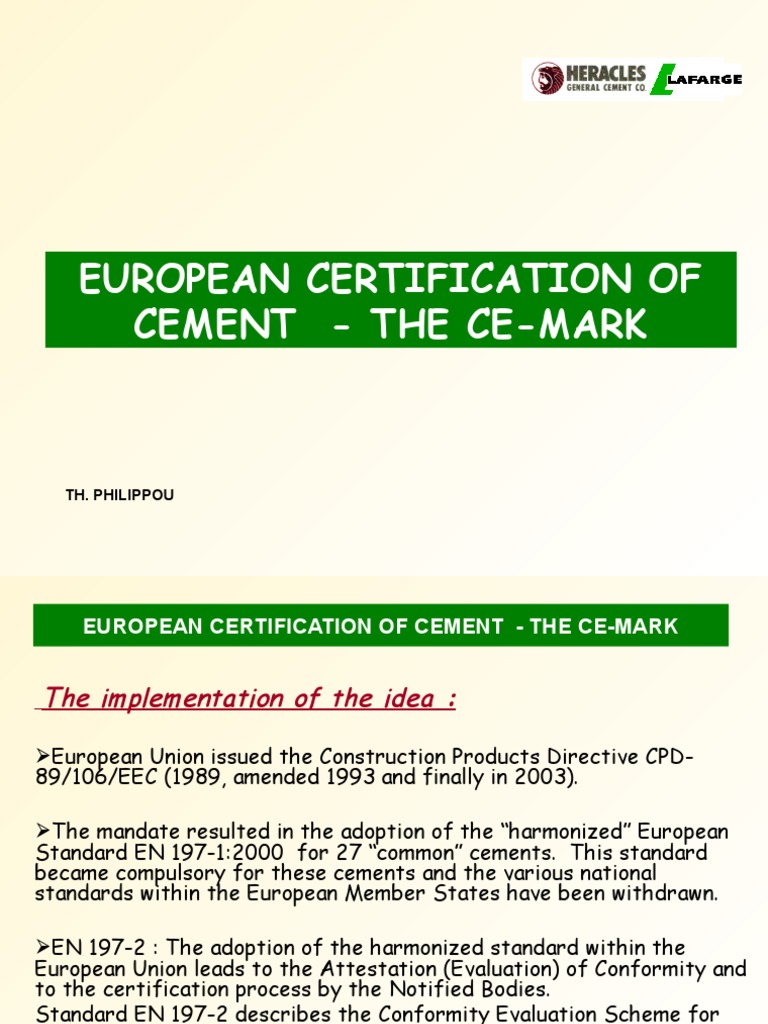 European Certification of Cement - The Ce-Mark: Th. Philippou | PDF ...