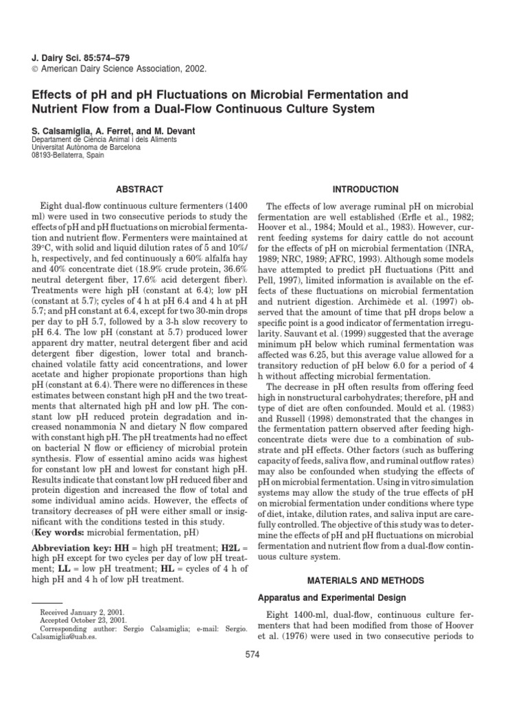 Effects of PH and PH Fluctuations On Microbial Fermentation and ...
