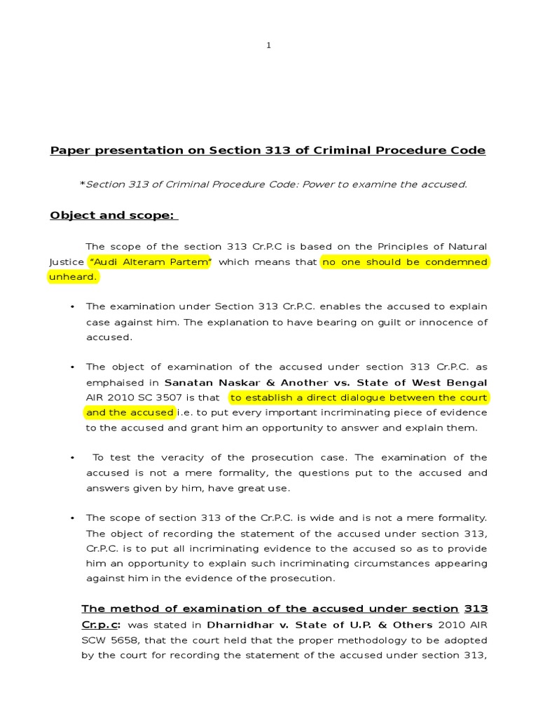 Section 313 CrPC: Accused Examination Guide | PDF | Prosecutor | Public Law