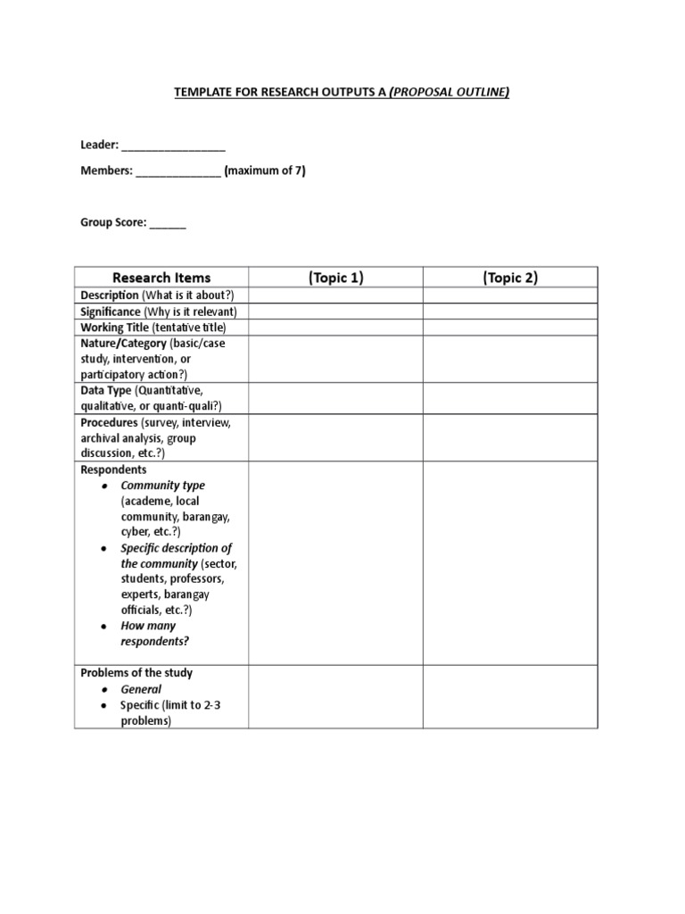 Template For Research Outputs A | PDF
