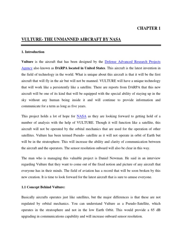 NASA's Vulture: Unmanned Aircraft | PDF | Aircraft | Satellite