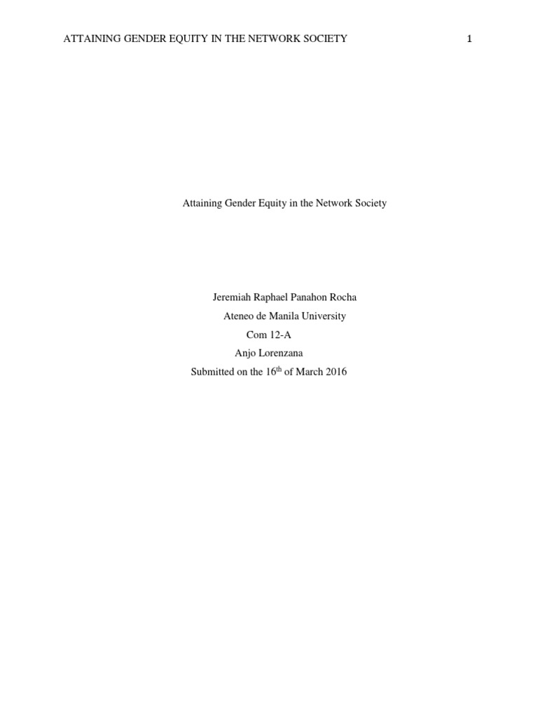 Attaining Gender Equity in The Network Society | PDF | Social Media ...