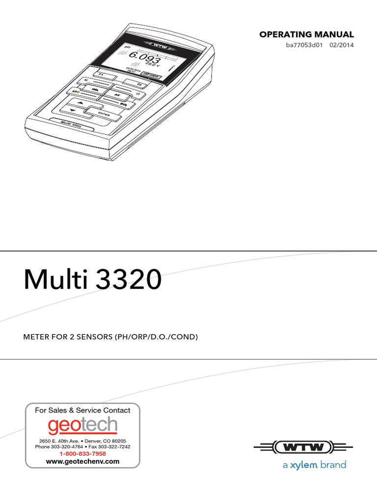 WTW Multi 3320 | PDF | Calibration | Menu (Computing)
