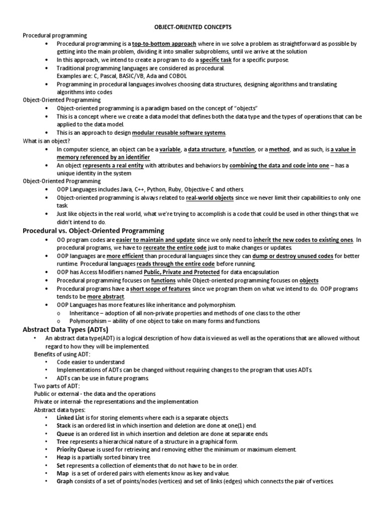 Lesson 1 - Object-Oriented Concepts | PDF | Class (Computer Programming ...