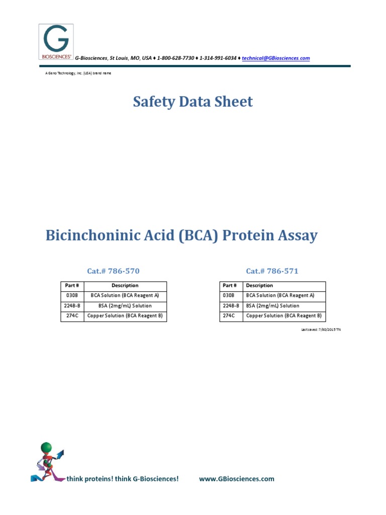 Safety Data Sheet for BCA Protein Assay Solution | PDF | Toxicity ...