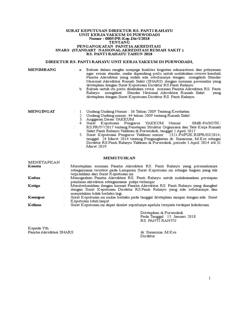 Akreditasi SK Pan 2018 | PDF