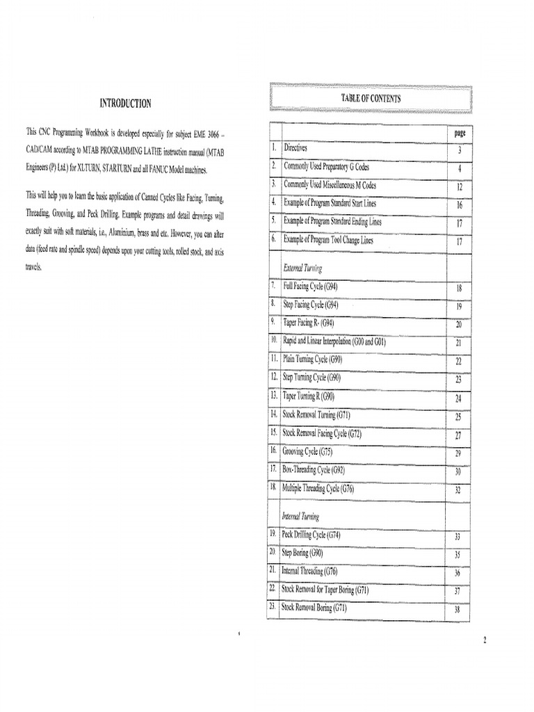 MTAB CNC Programming Workbook PDF | PDF