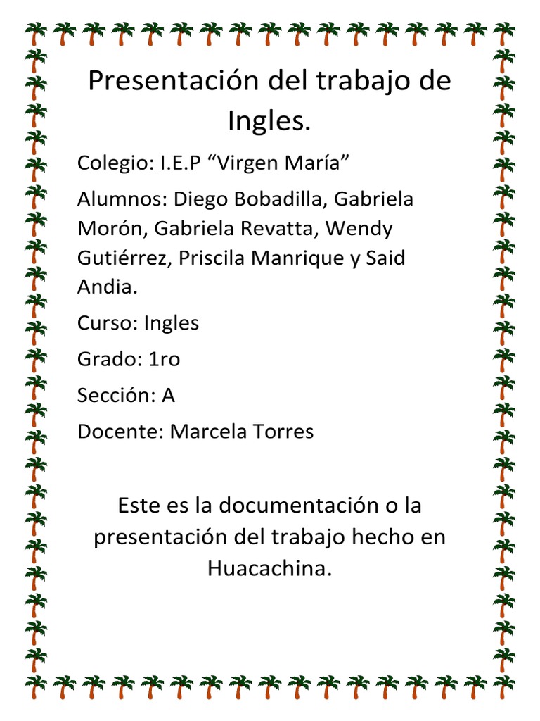 Presentación Del Trabajo de Ingles | PDF