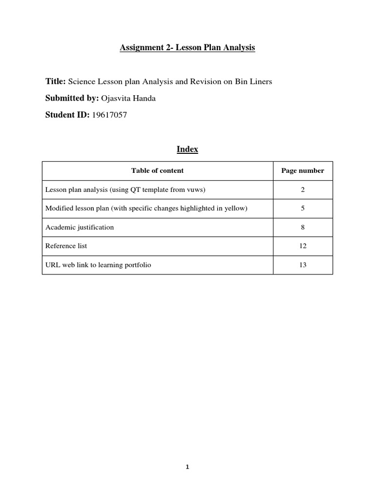 Final Assignment 2-Lesson Plan Analysis | PDF | Lesson Plan | Teachers