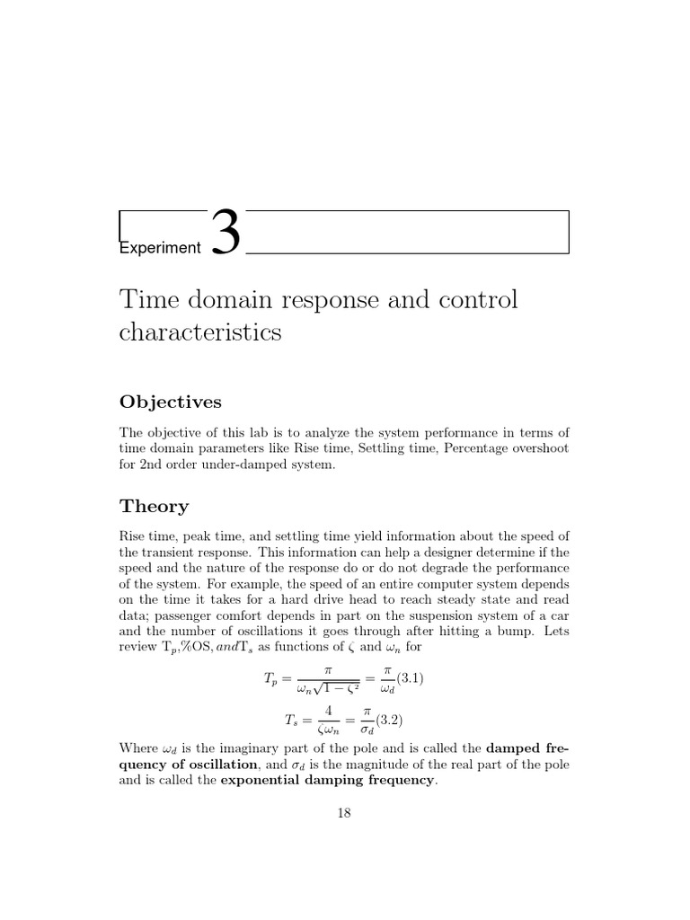 Time Domain Response and Control Characteristics: Objectives | PDF ...