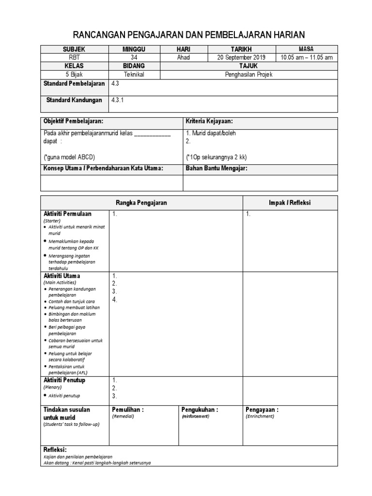 Contoh RPH RBT Ts25 | PDF