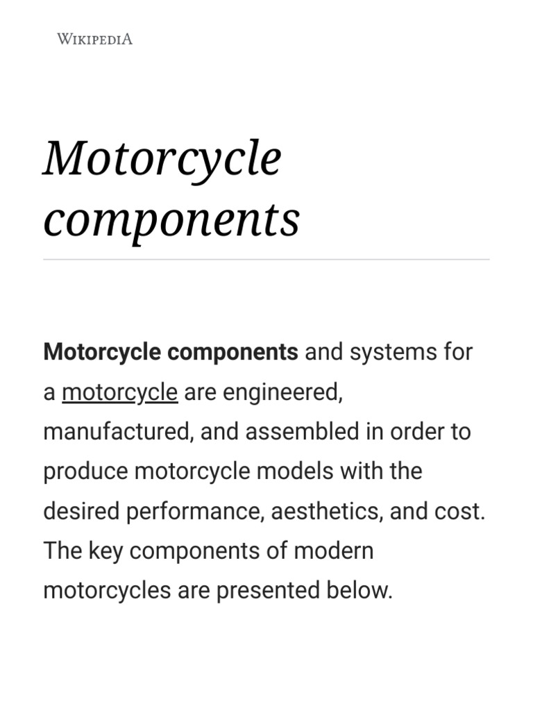 Motorcycle Components - Wikipedia PDF | PDF | Transmission (Mechanics ...