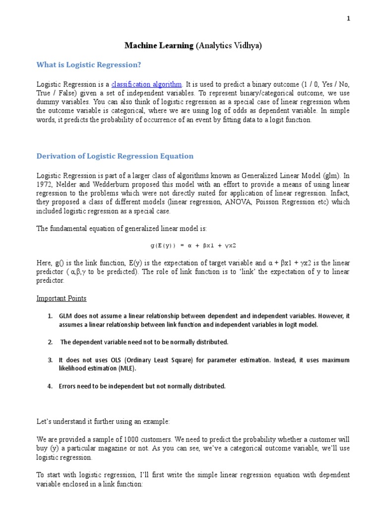 Machine Learning (Analytics Vidhya) : What Is Logistic Regression ...