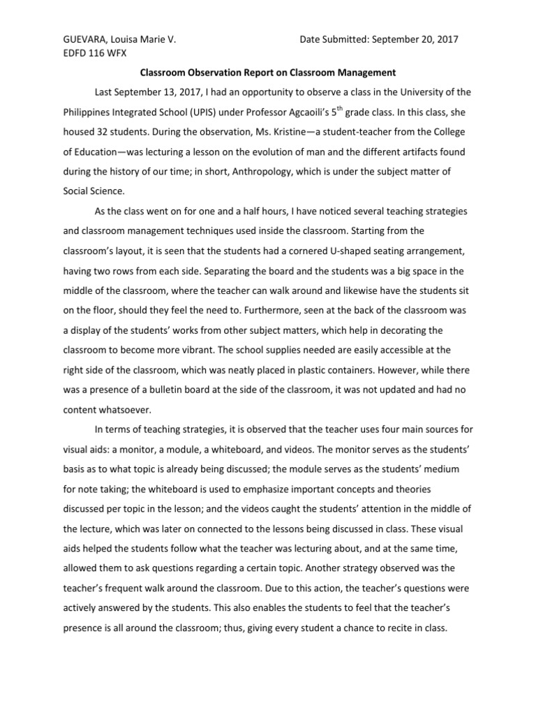 Classroom Management Paper PDF | PDF | Classroom Management | Classroom