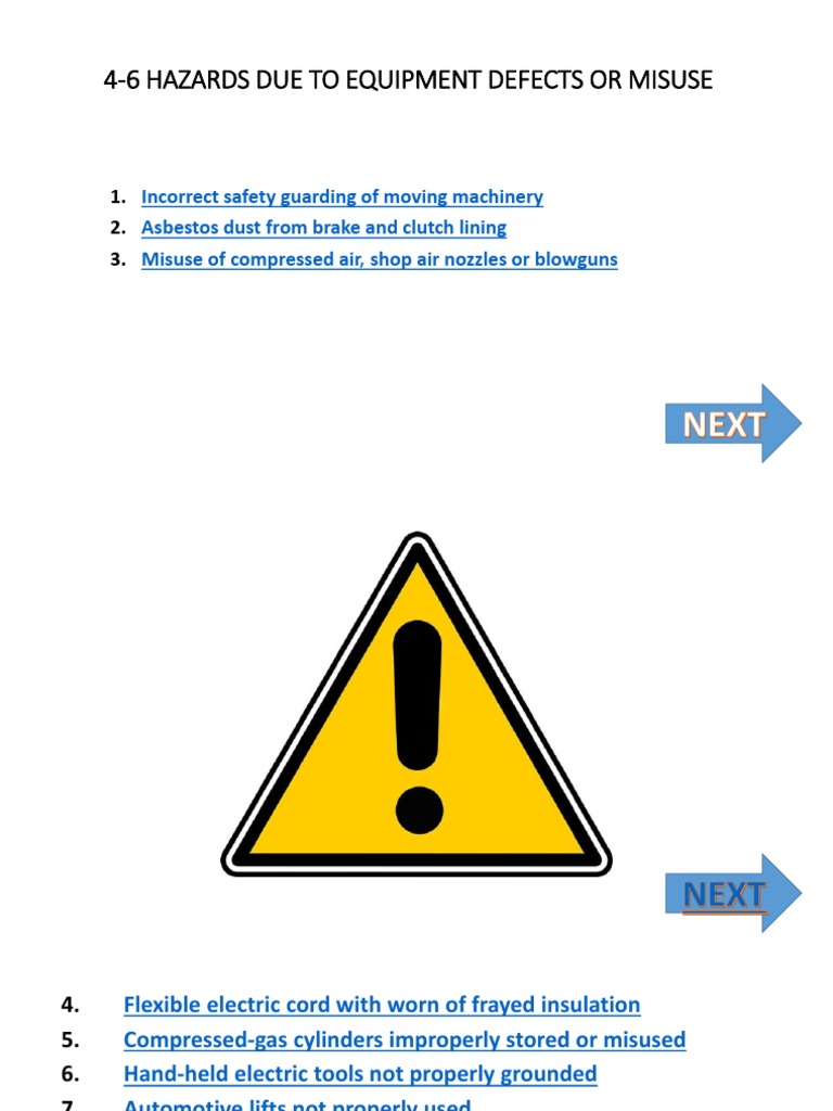 4-6 Hazards Due To Equipment Defects or Misuse | PDF