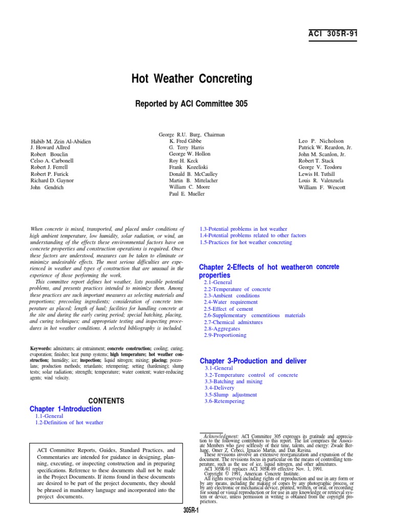 Aci-305r 91 PDF | PDF | Concrete | Cement