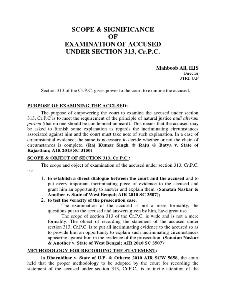 SCOPE and Significance 313 Cr.P.C. | Download Free PDF | Sentence (Law ...