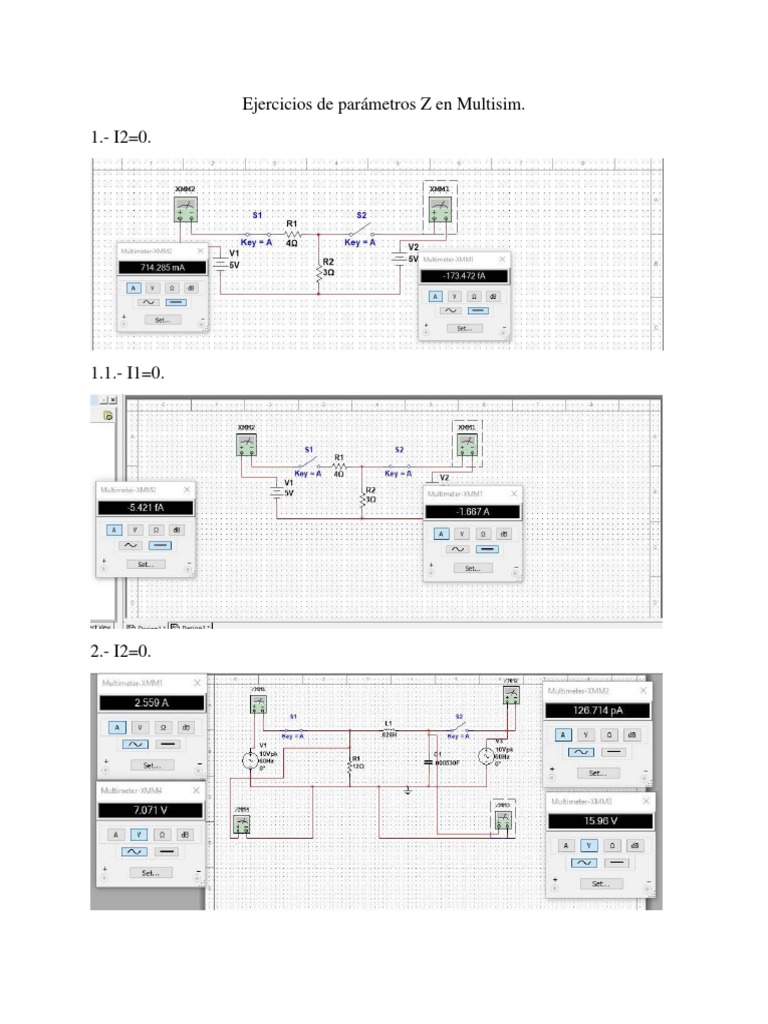 Ejercicios de Parámetros Z en Multisim | PDF