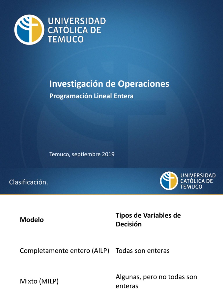 Programación Lineal Entera | PDF | Programación lineal | Enseñanza de ...