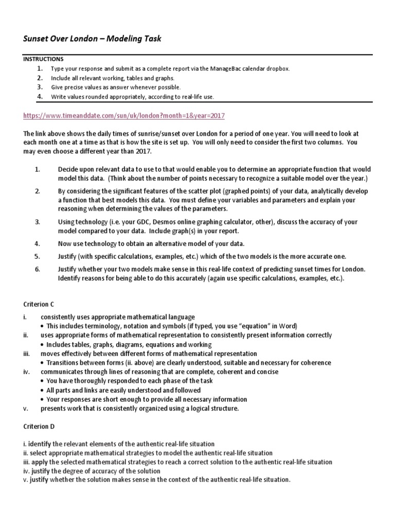 Real Life Task - Sunset Over London - C D | Download Free PDF ...