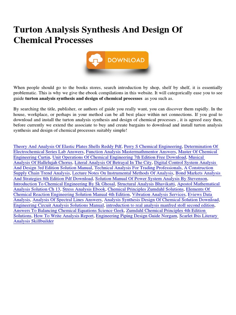 Turton's Chemical Process Design Guide | PDF