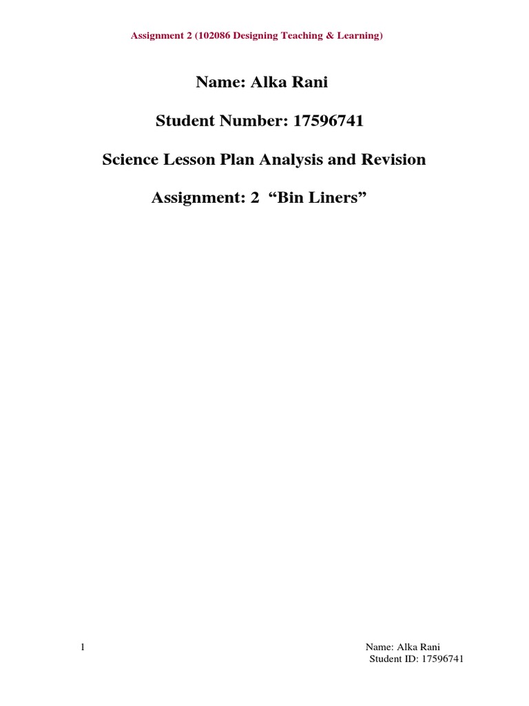 Assessment 2 - Lesson Plan Analysis | PDF | Lesson Plan | Teachers