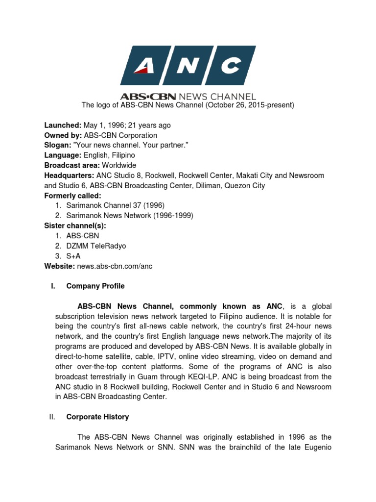 Anc Profile | PDF | Television | Broadcasting