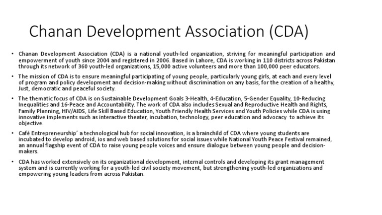 Chanan Development Association (CDA) | PDF