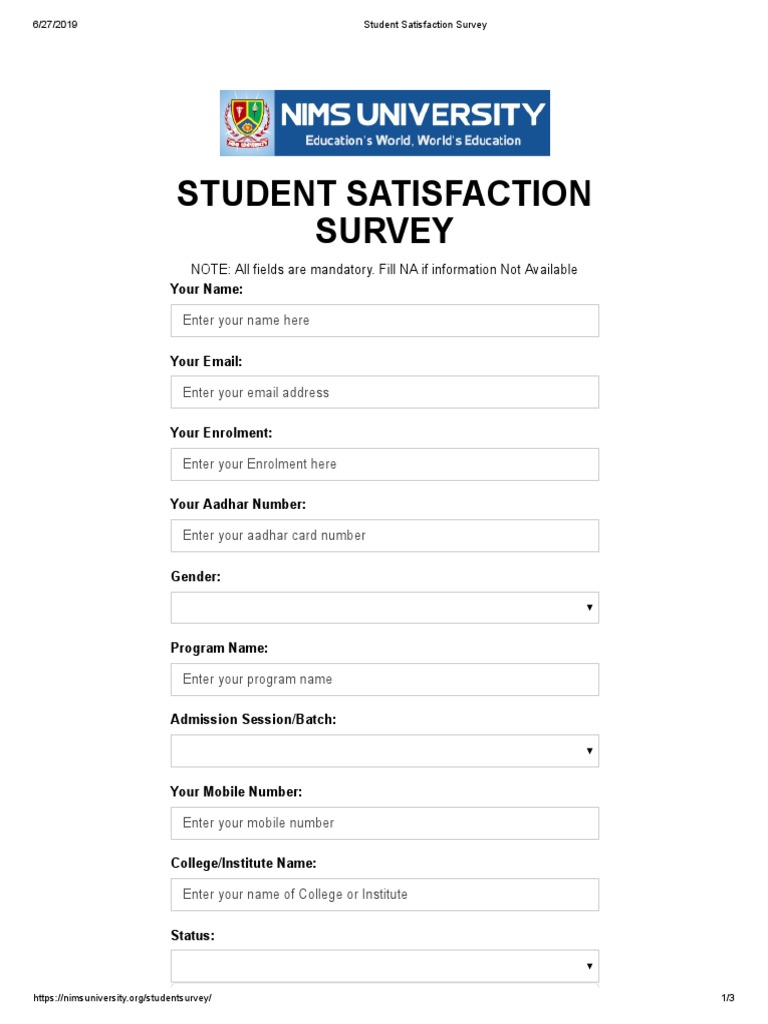 Student Satisfaction Survey | PDF | Behavior Modification | Learning