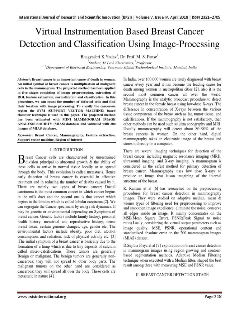 Virtual Instrumentation Based Breast Cancer Detection and ...