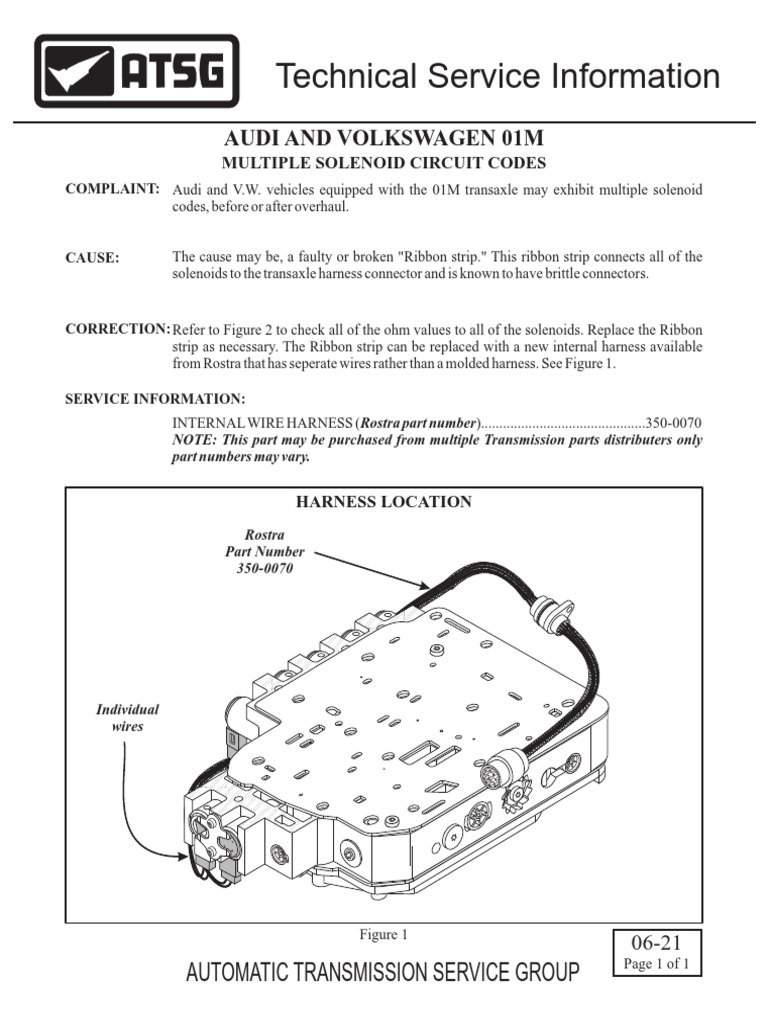 Audi VW 01M Transmission Solenoid Ribbon Codes | PDF